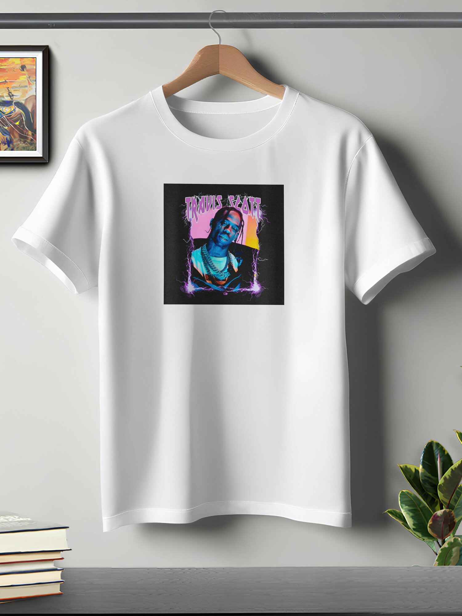 Футболка ONEQ унисекс 48-50 (L) размер с принтом Travis Scott, белая