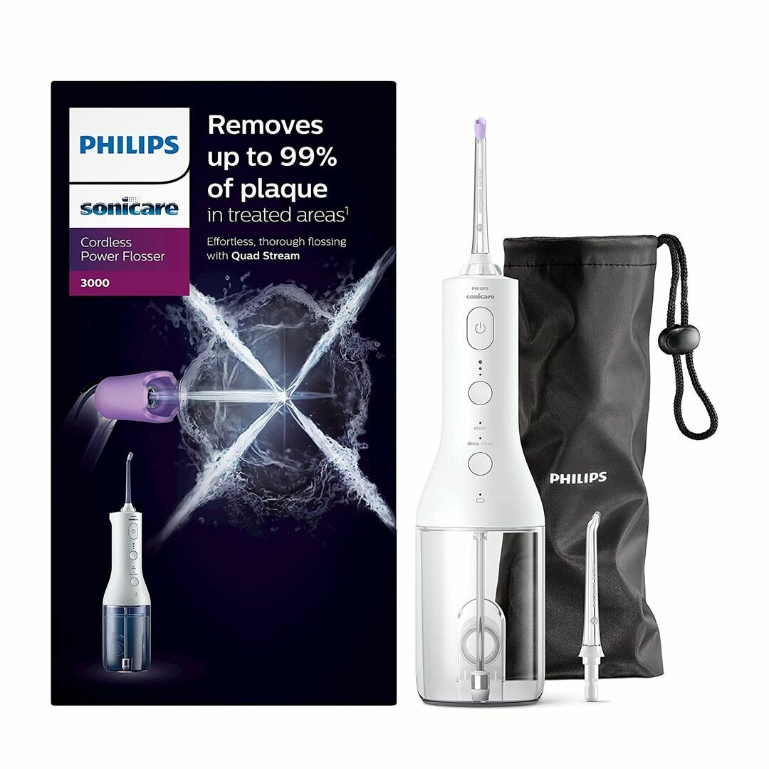 Philips Sonicare Ирригатор для полости рта Cordless Power Flosser 3000 HX3826/31, белый