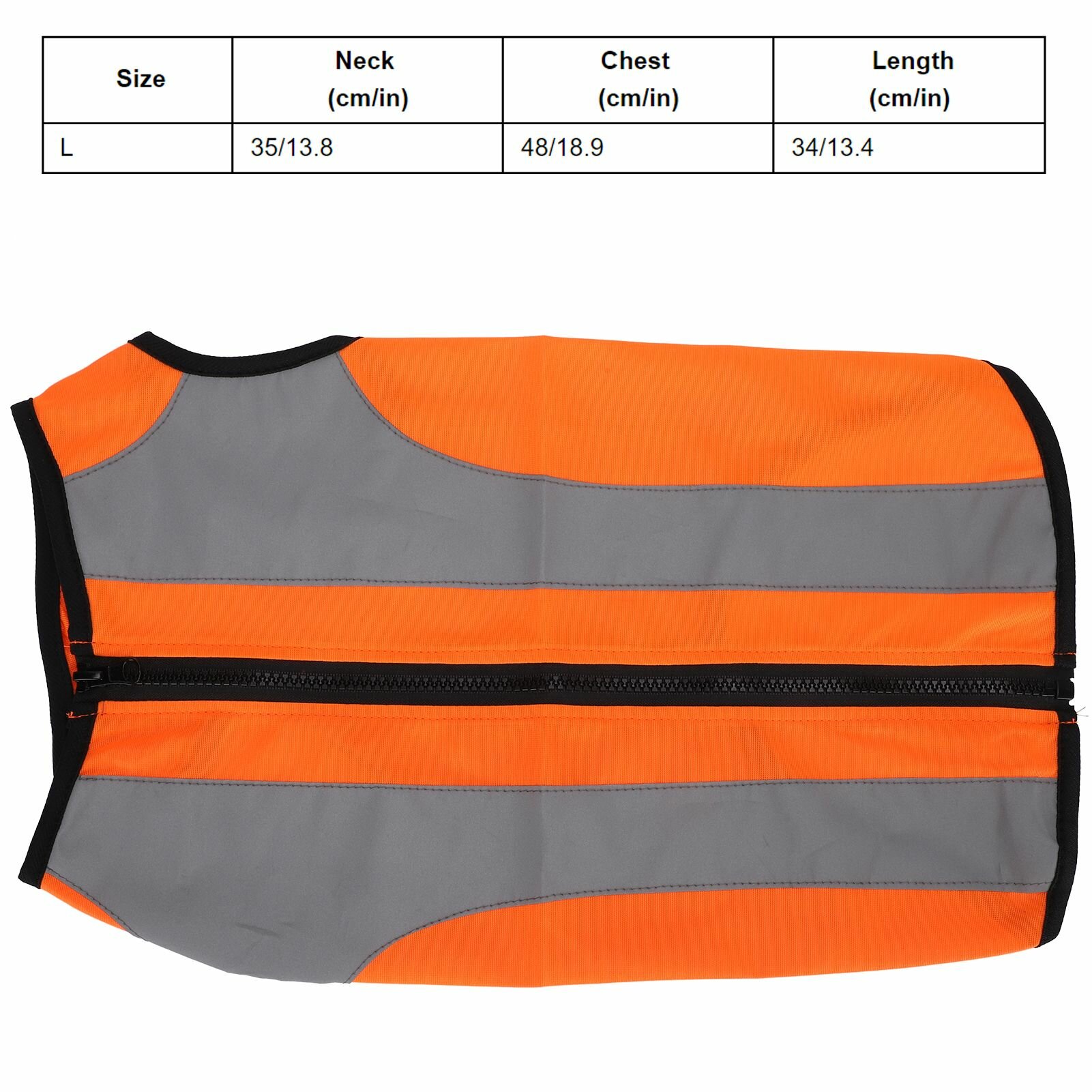 Одежда для безопасности домашних животных в ночное время, светящаяся куртка, легкий светоотражающий жилет на молнии для собак, флуоресцентный оранжевый цвет L