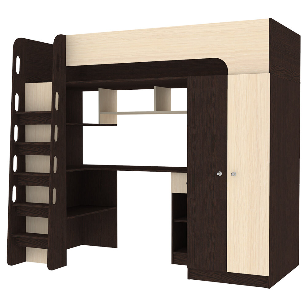 Кровать чердак Астра 10 Венге Дуб Молочный