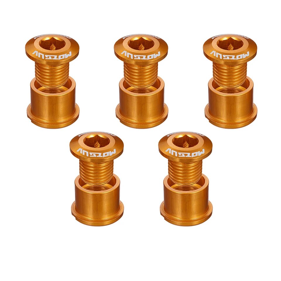 MOTSUV Болты для велосипедной звезды 4/5 шт, алюминиевые, 4.9/6.4 мм Double 6.4mm, 5pcs Gold