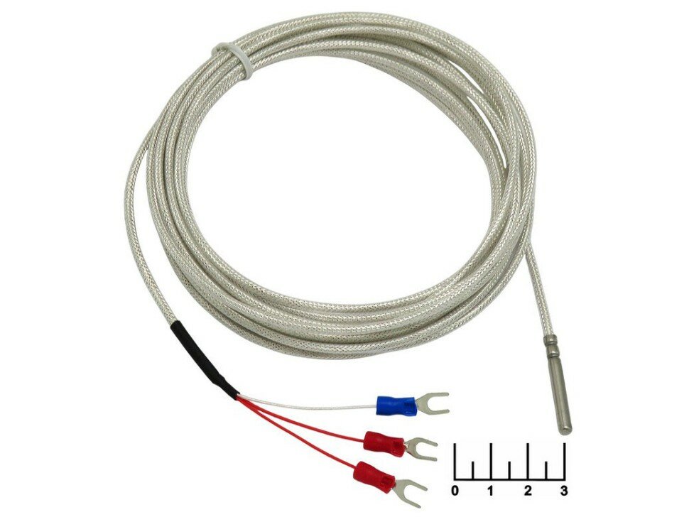 Датчик температуры PT100 100 Ом 4м 4*30мм(-50.+450C) (WZP-035, 3 провода) +