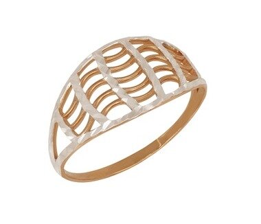 Кольцо широкое, красное золото, 585 проба, родирование