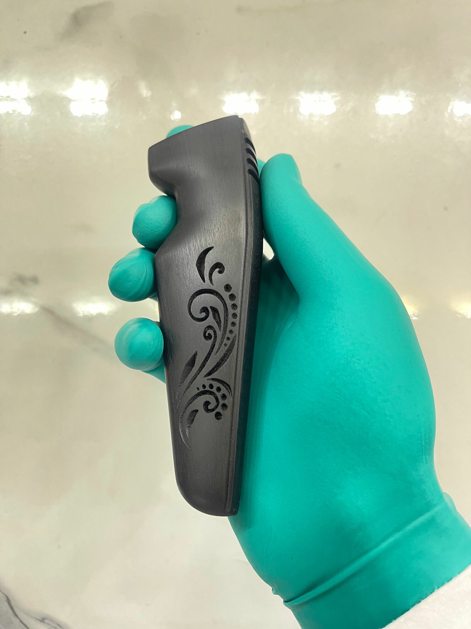 Готовая рукоять для ножа- "7". Материал- натуральное дерево черный граб