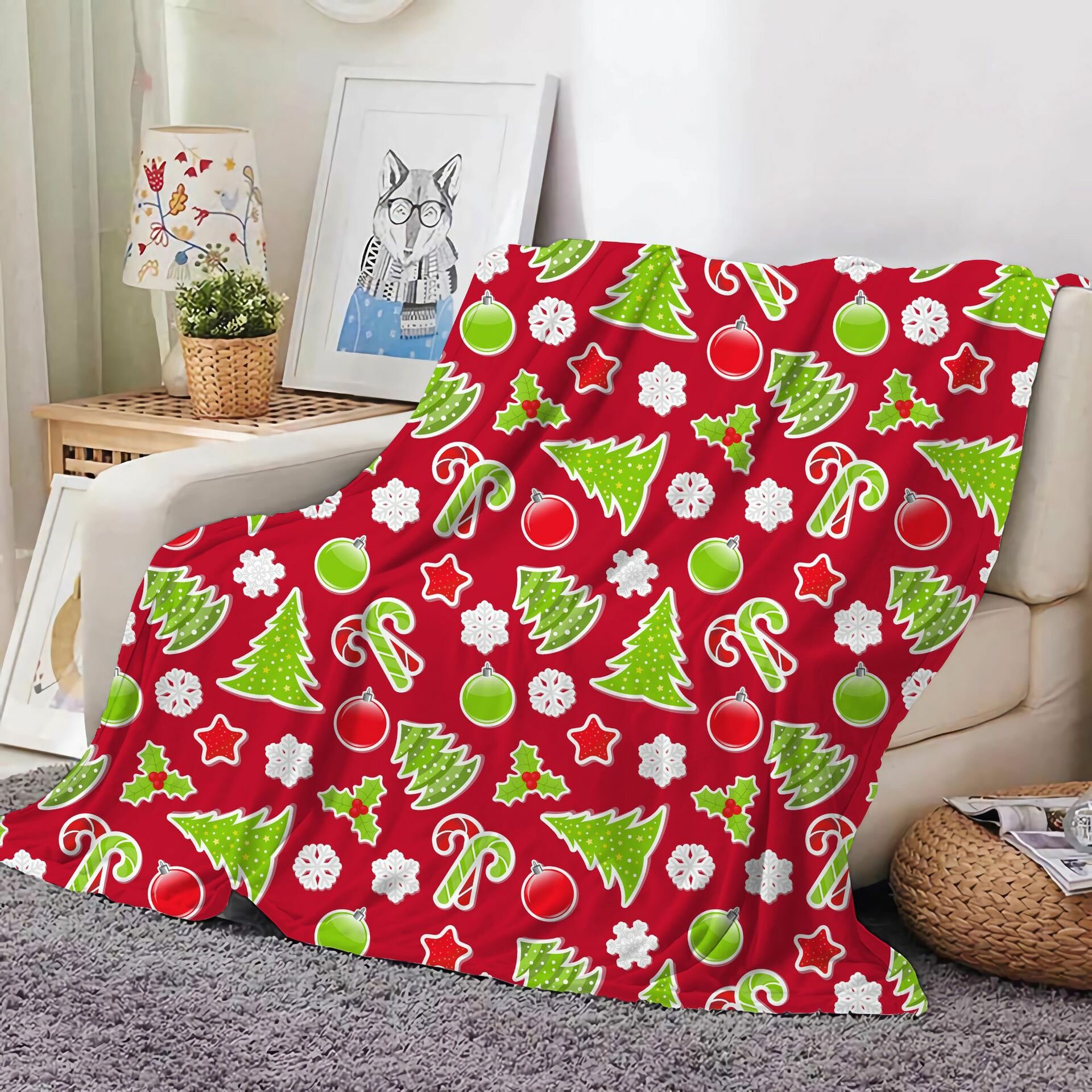 Одеяло "Рождественская елка", 150x200 см, красное