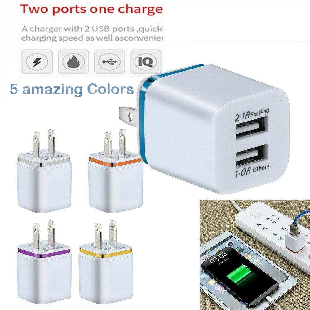 USB-адаптер для зарядки 5 В / 2 А, двойное зарядное устройство USB, быстрая зарядка для iPhone XS Max, сетевой адаптер, кабель для зарядки с вилкой США, повербанк