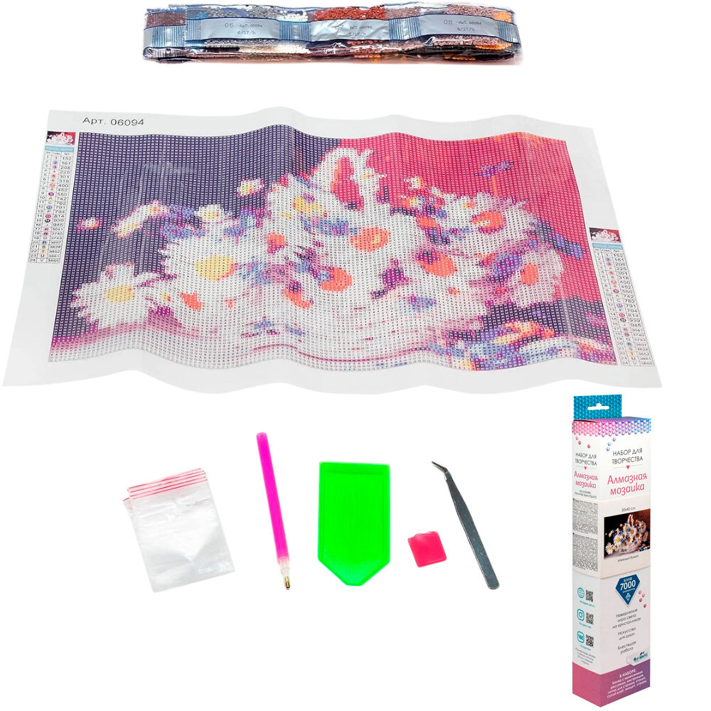 Алмазная мозаика Origami голландский натюрморт, Нежный букет 30х40 см