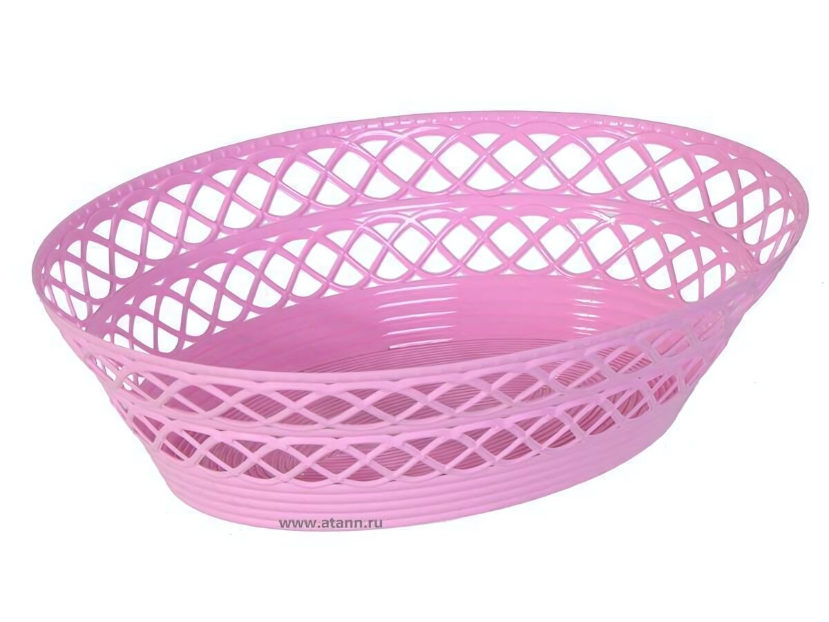 Сухарница овальная с сетчатой вентиляцией, пластик, цвет розовый