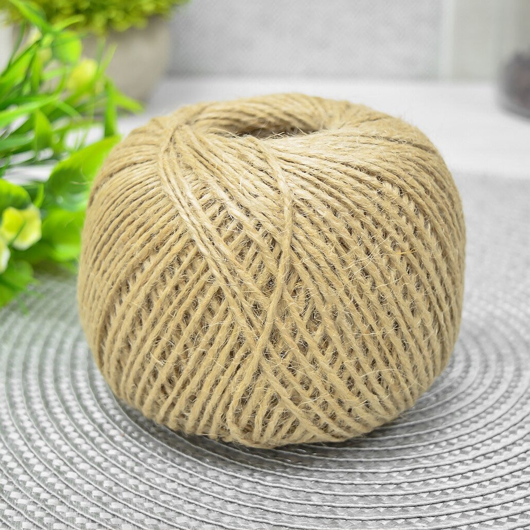 Шпагат джутовый 180м, 1200 текс, прочный, натуральный, для дома и сада