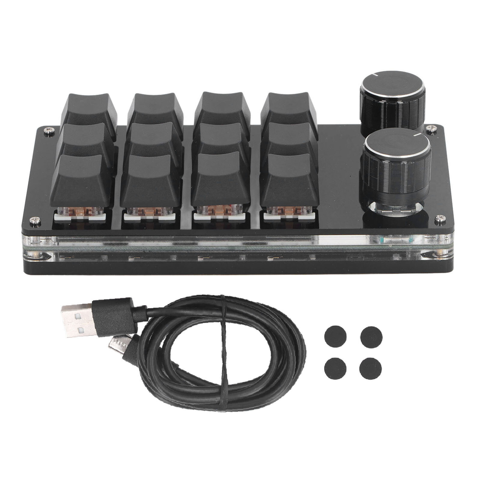 Механическая игровая клавиатура с макросами, 12 клавишами, 2 программируемыми регуляторами, проводная, с красными переключателями, для Windows, Linux и OS X.