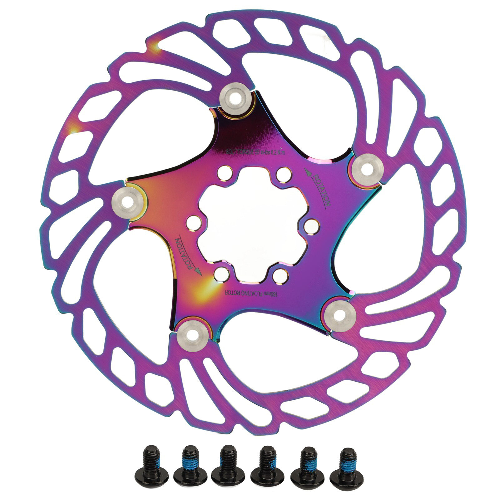 Высокопрочный плавающий тормозной диск для горного велосипеда, цветной, с 6 гвоздями, из нержавеющей стали, 160 мм.