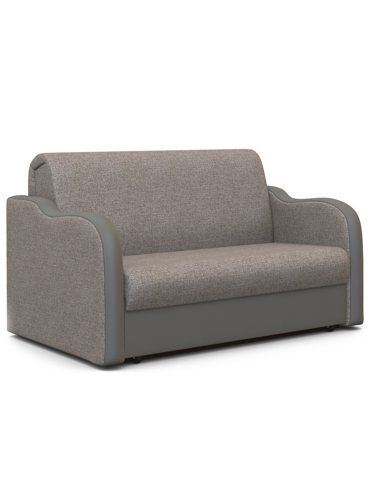 Диван-кровать Коломбо, 160х194 см, прямой, раскладной, аккордеон, экокожа светло-коричневый и рогожка бежевый