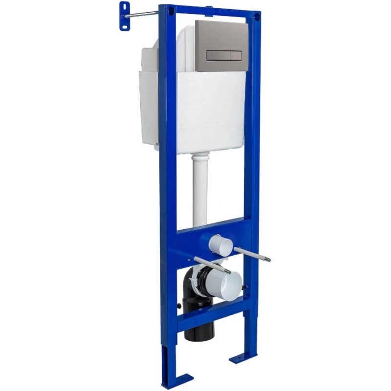 Инсталляция для унитаза Berges Atom Line 410 040345 с кнопкой смыва, никель матовый