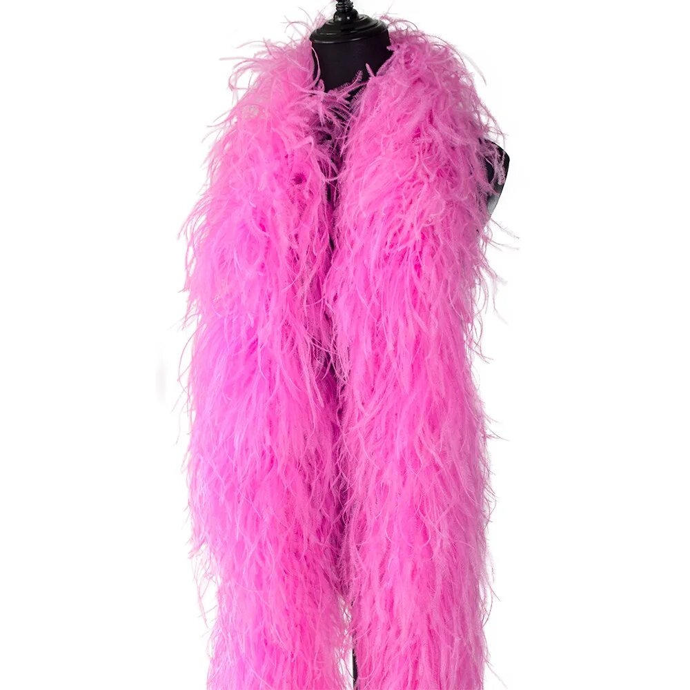 Розовые боа из страусиных перьев 4, 6, 8, 10, 20 слоев 2 м Розовый, 6ply 2Meters, Розовый