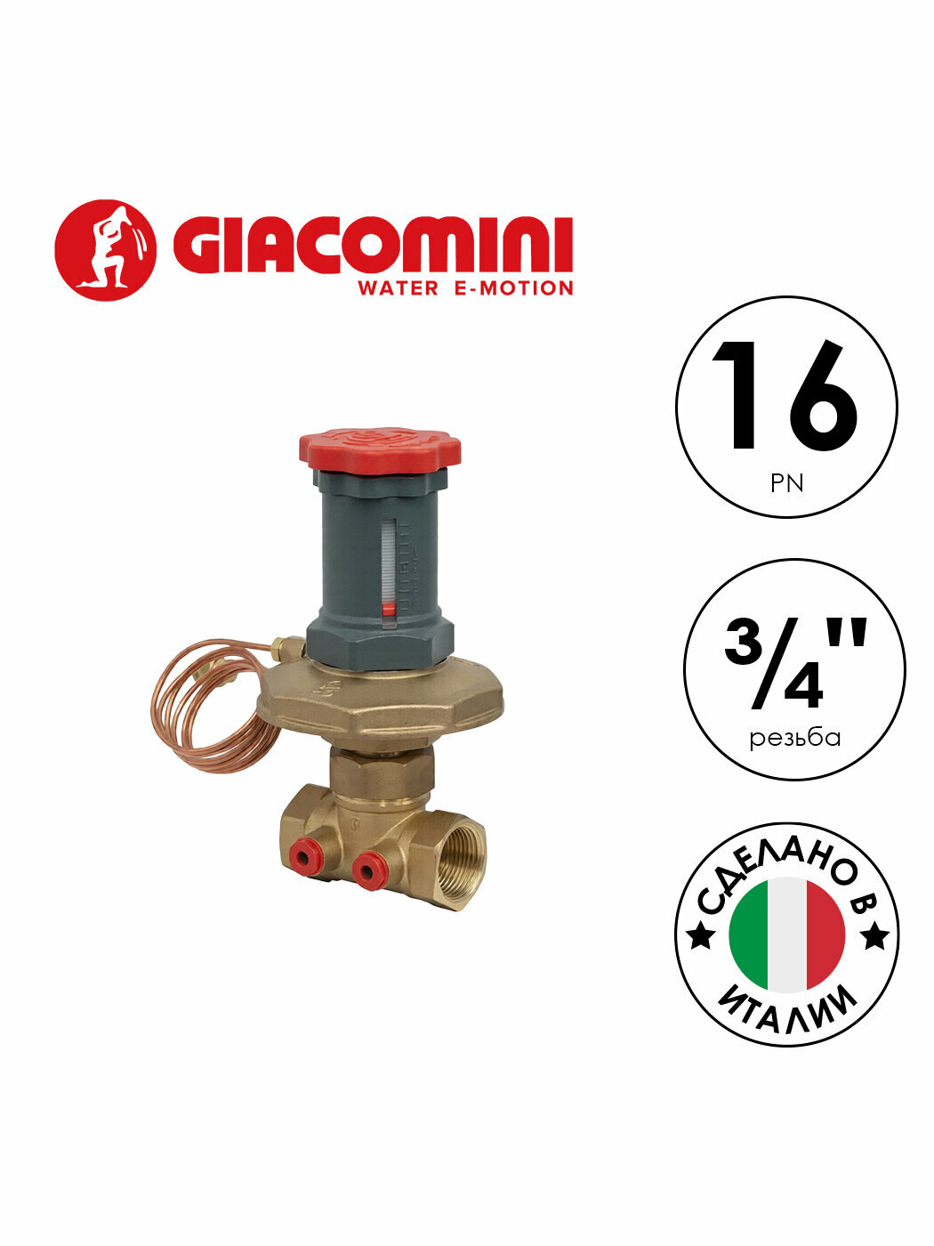 Регулятор дифференциального давления GIACOMINI R206C (R206CY104), 3/4"