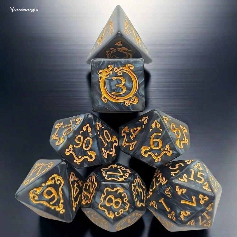 Yunzhonglu Кости игральные, дайсы, кубики для DnD (ДнД) 7 шт