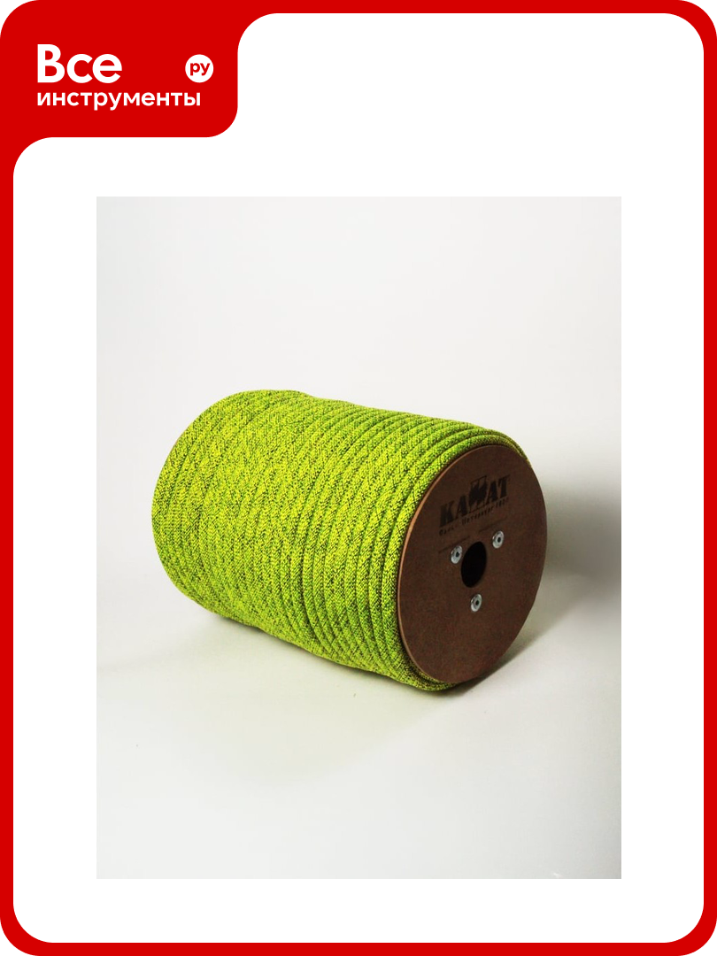 Веревка страховочно-спасательная ОАО канат "казбек" ø10мм, 200м, цветная, оплётка из некручёных нитей, статическая с