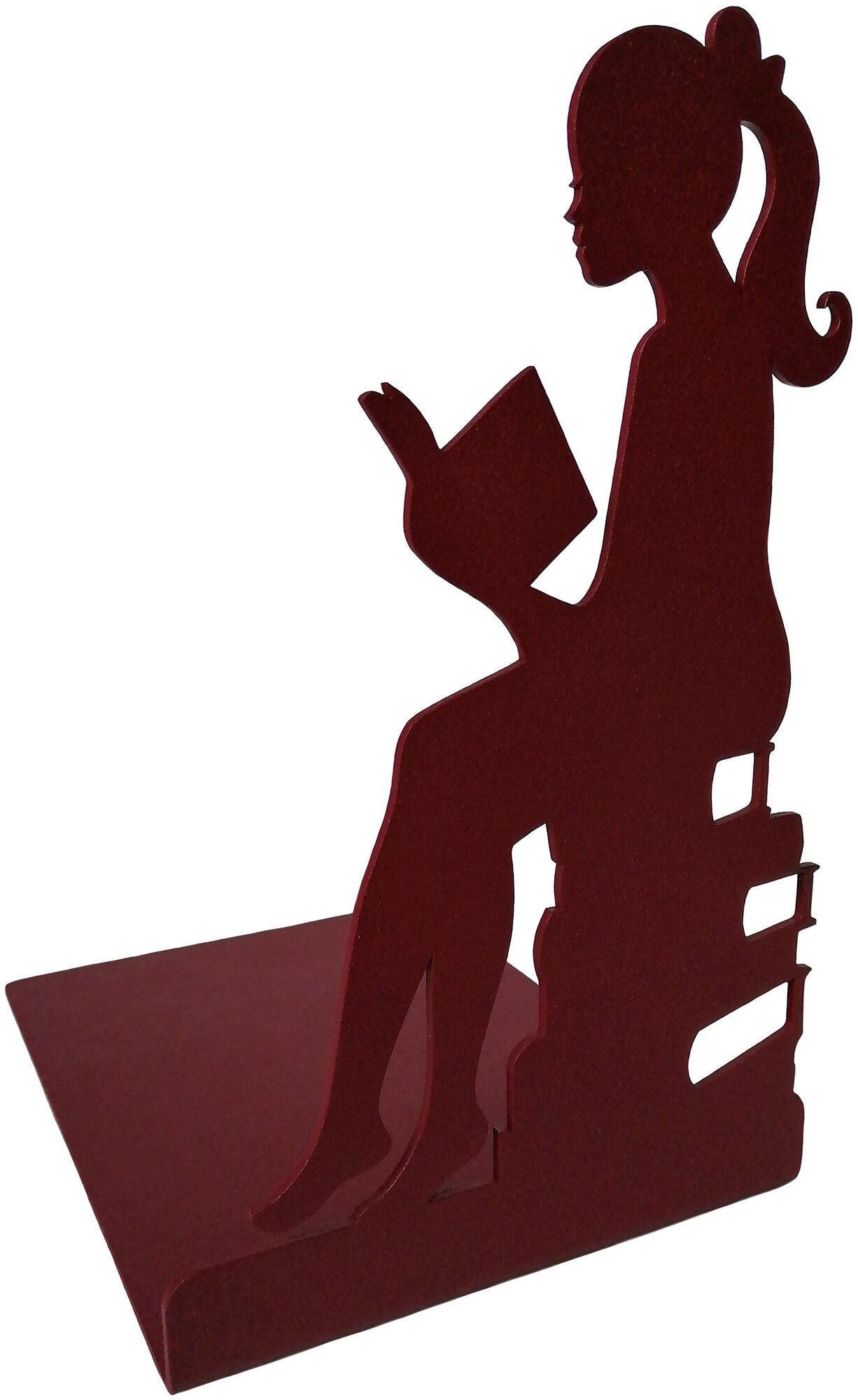 Подставка-ограничитель для книг “Девушка с книгой”, металл, цвет винный, исполнение правое