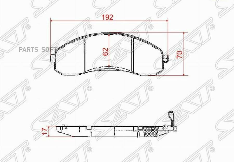 Колодки тормозные (Спереди) Kia Bongo 04-19 SAT ST-58101-4EB00 | цена за 1 шт