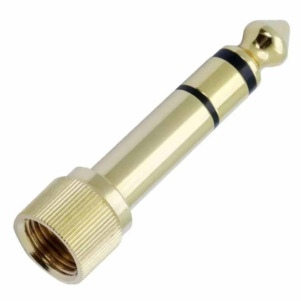 Резьбовой аудио-переходник позолоченный 3,5 mini Jack - 6,35 Jack stereo