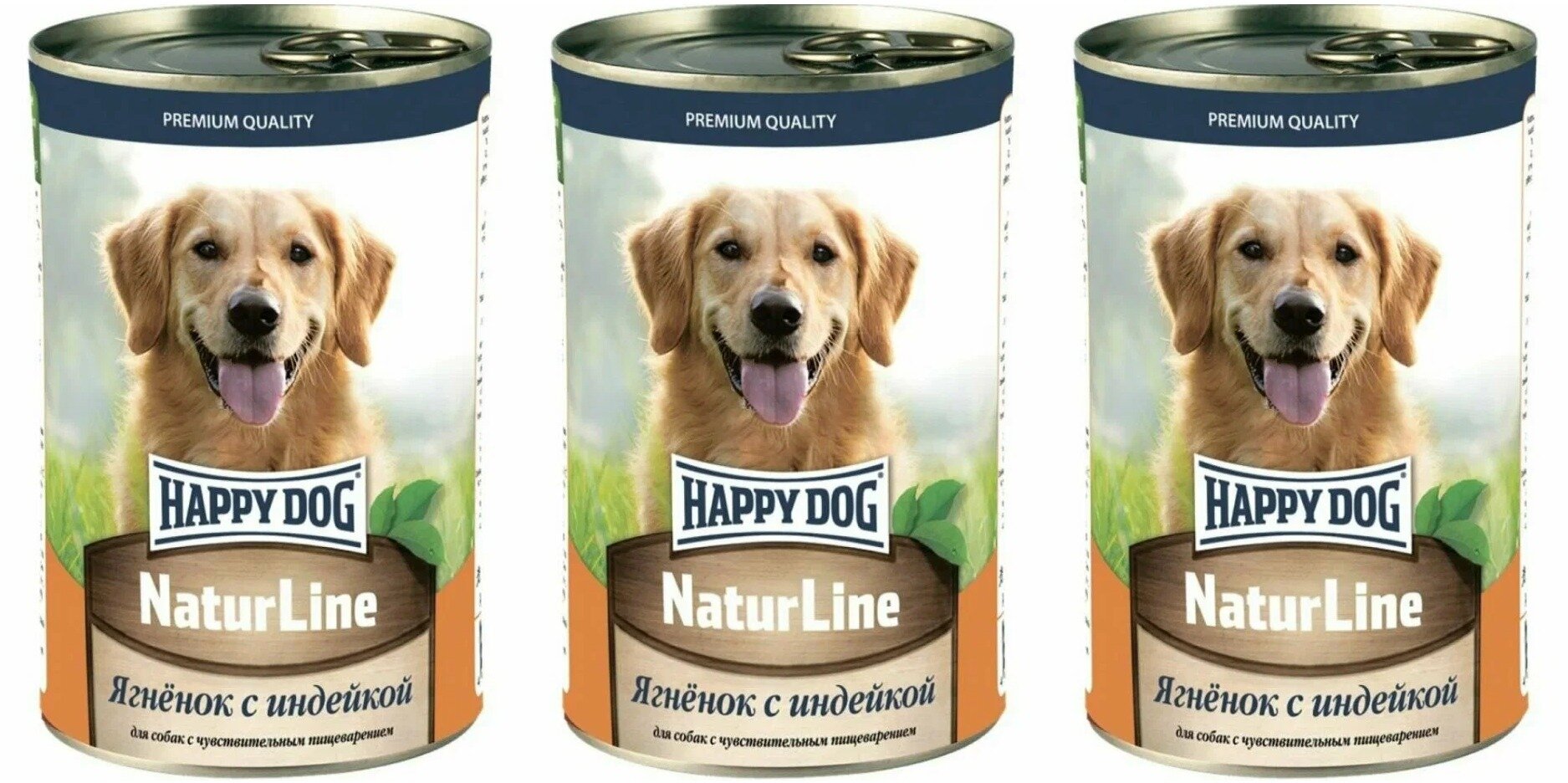 Happy Dog консервы для собак ягненок с индейкой, 410 г, 3 шт