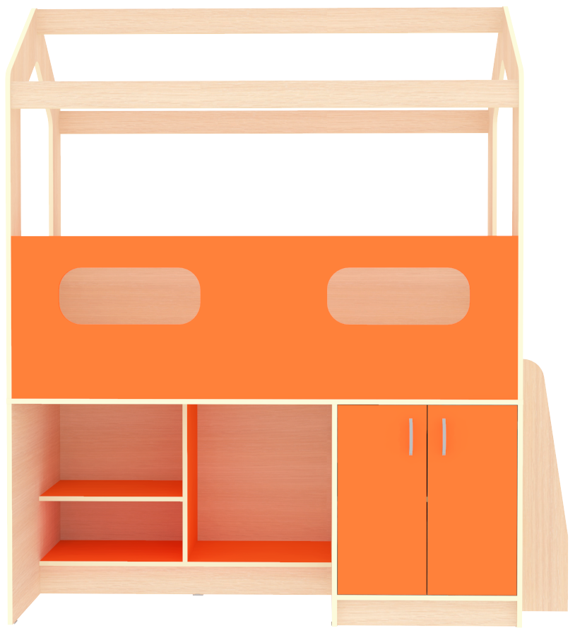 Кровать чердак ДС-12 Дуб Молочный Оранжевый
