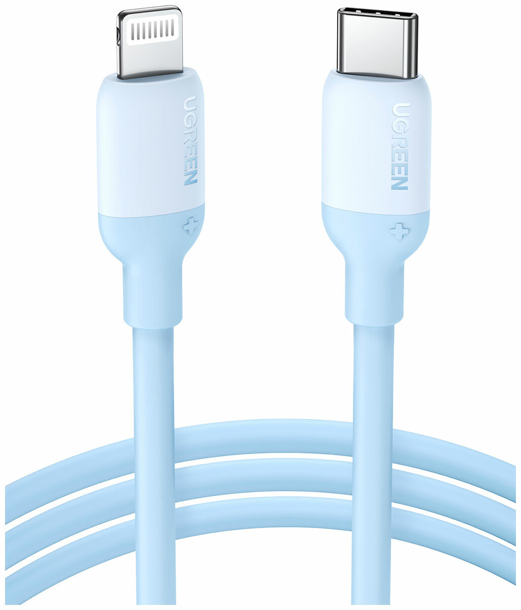 Кабель Ugreen USB C - Lightning, силиконовая оболочка, 1 м (20313) голубой