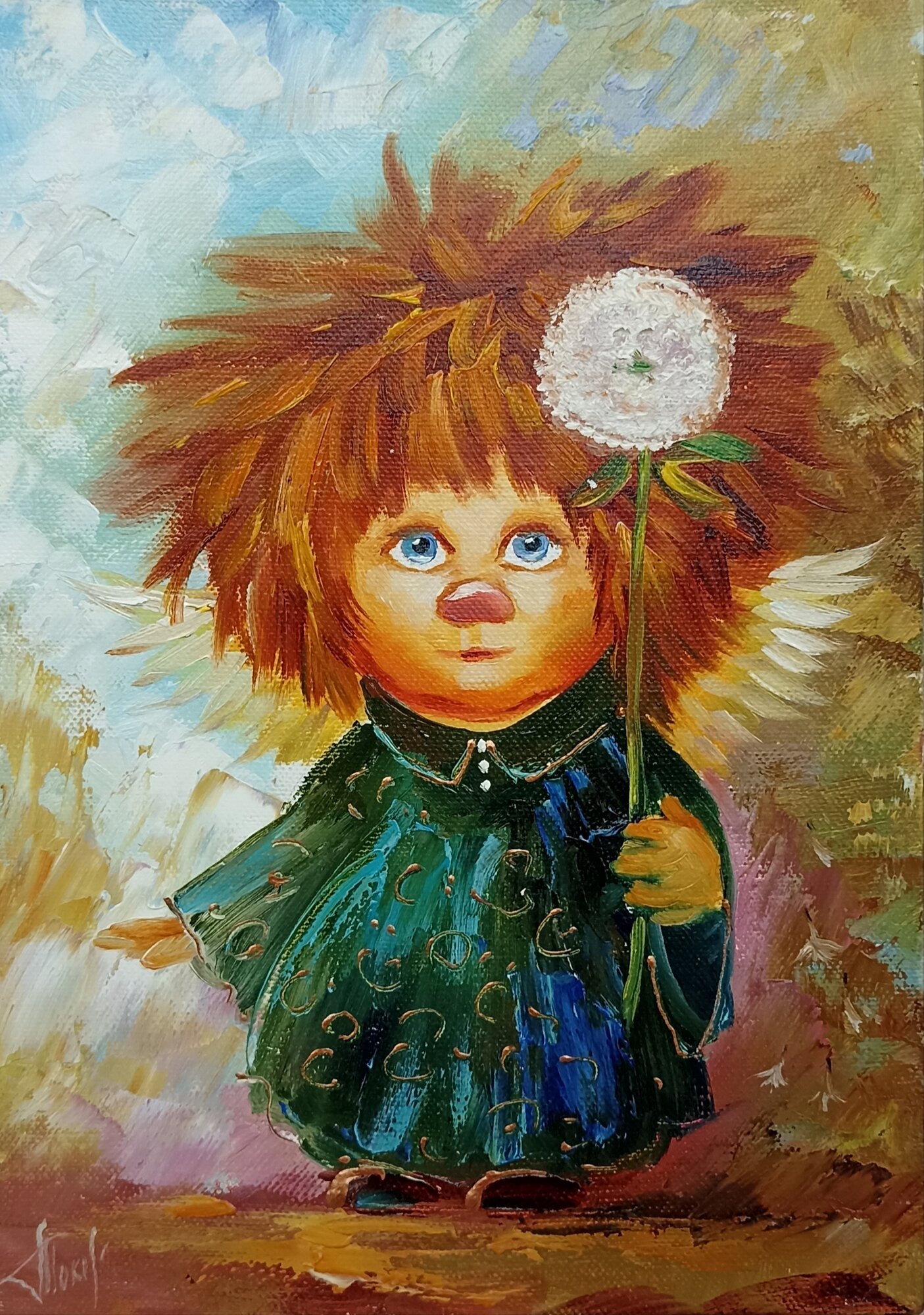 100% ручная работа, 100% живопись. Художественная мастерская "Грёзы". Картина масло/холст. Серия "Ангелочки". 20х30 см.