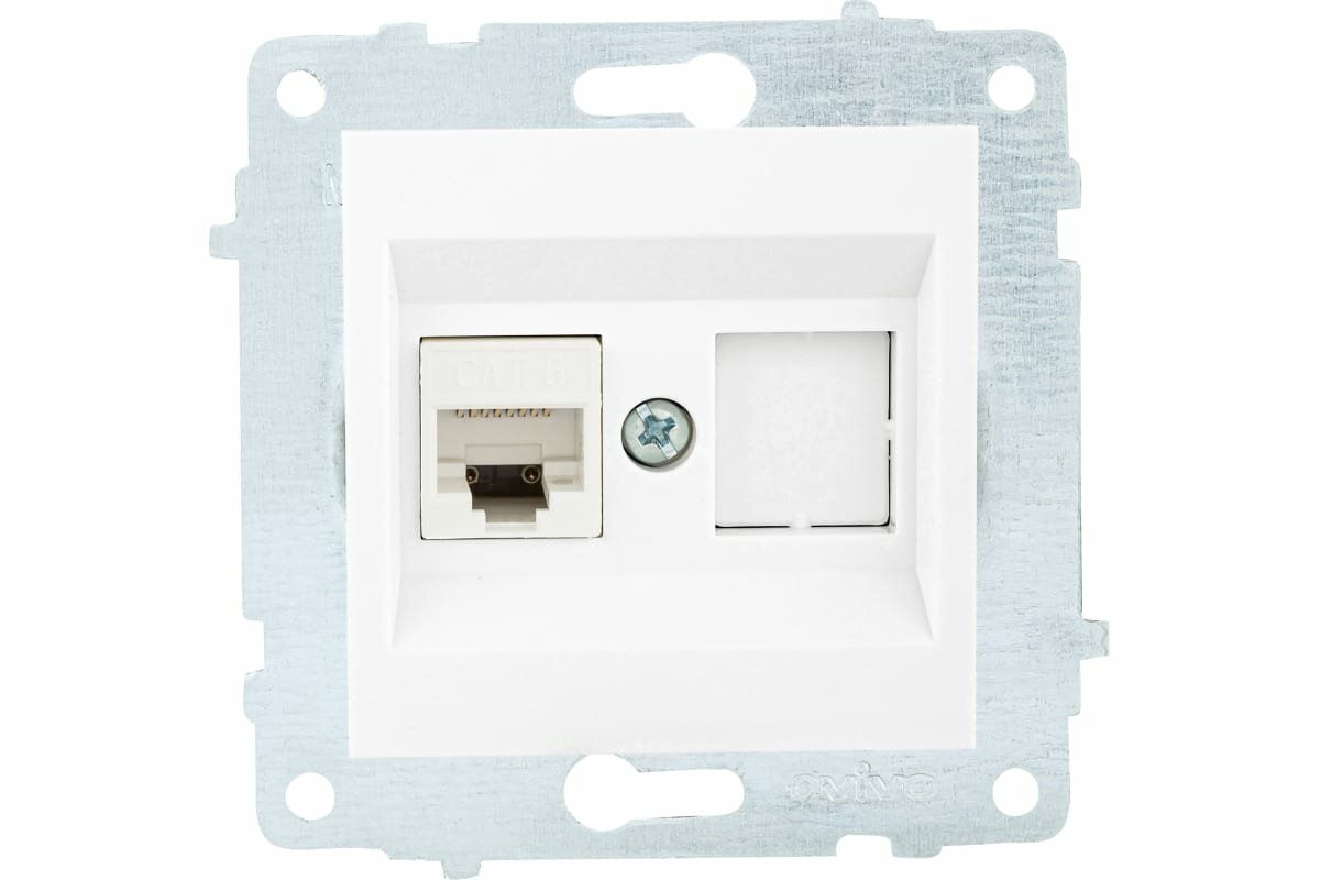 OVIVO розетка СУ комп. 1 мест. (RJ45 CAT6) белый, 600-000301-229