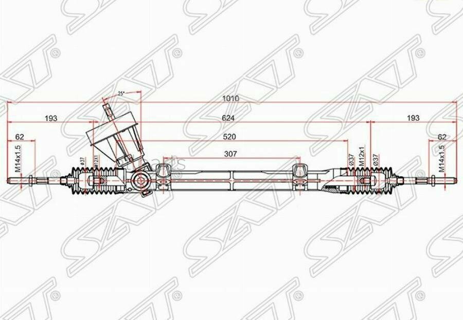 SAT ST-60 01 547 612 Рейка рулевая RENAULT LOGAN/LADA LARGUS 06- (без Г/У) LHD