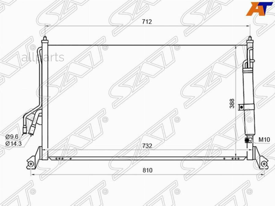 SAT ST-IN60-394-0 Радиатор кондиционера Infiniti FX35 02-08 / FX45 02-09