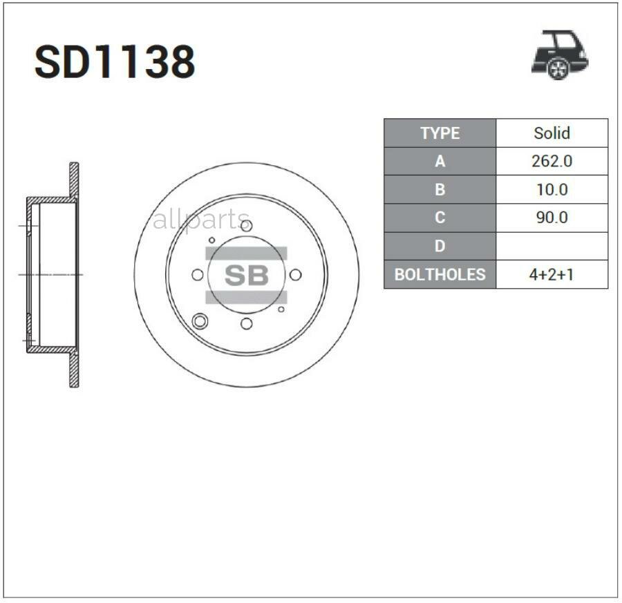 SANGSIN BRAKE SD1138 Диск тормозной задний HYUNDAI SANTAMO 99- R