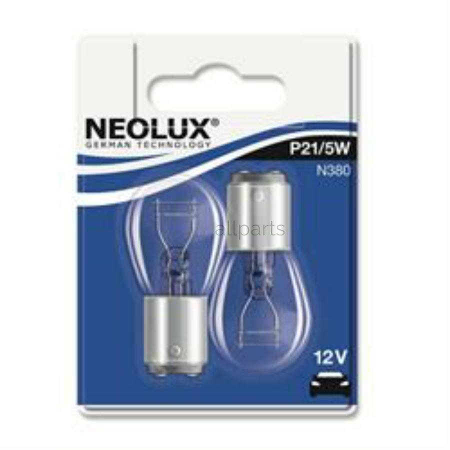 NEOLUX N380-02B Лампа P21/5W 12V 21/5W BAY15d (блистер 2шт.)