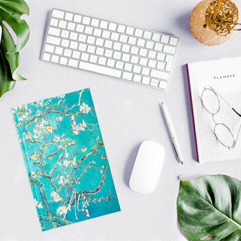 Блокнот А5 (134х206 мм), 80 л, твёрдый, клетка, фольга, STAFF, "Ван Гог", 114427