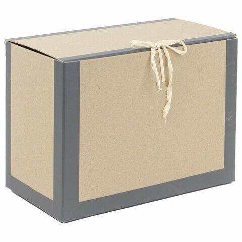 Короб архивный 180х240х330 мм, переплетный картон/бумвинил, завязки, до 1700 л, STAFF, 112160