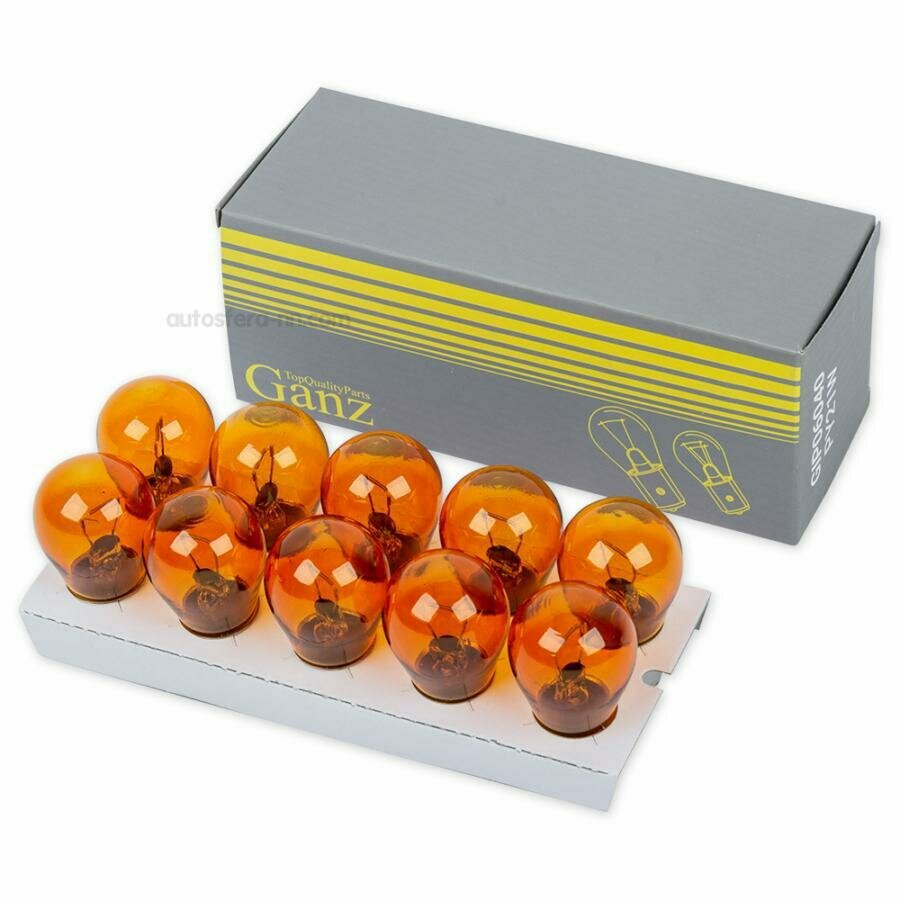 GANZ GIP06040 Лампа PY21W 12v21w (BAU15s) amber BOX (10 шт.) PY21W желтая GANZ GIP06040