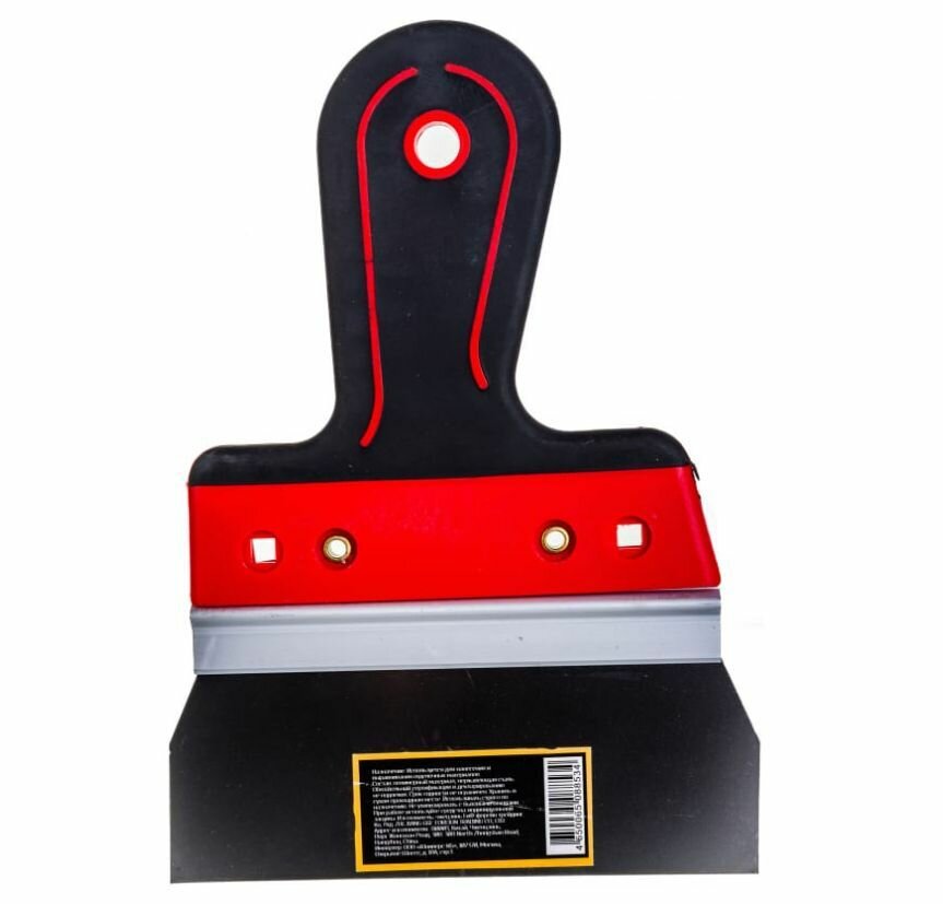Шпатель фасадный PRO, 2K рукоятка, 150 мм, GROSSMEISTER красный