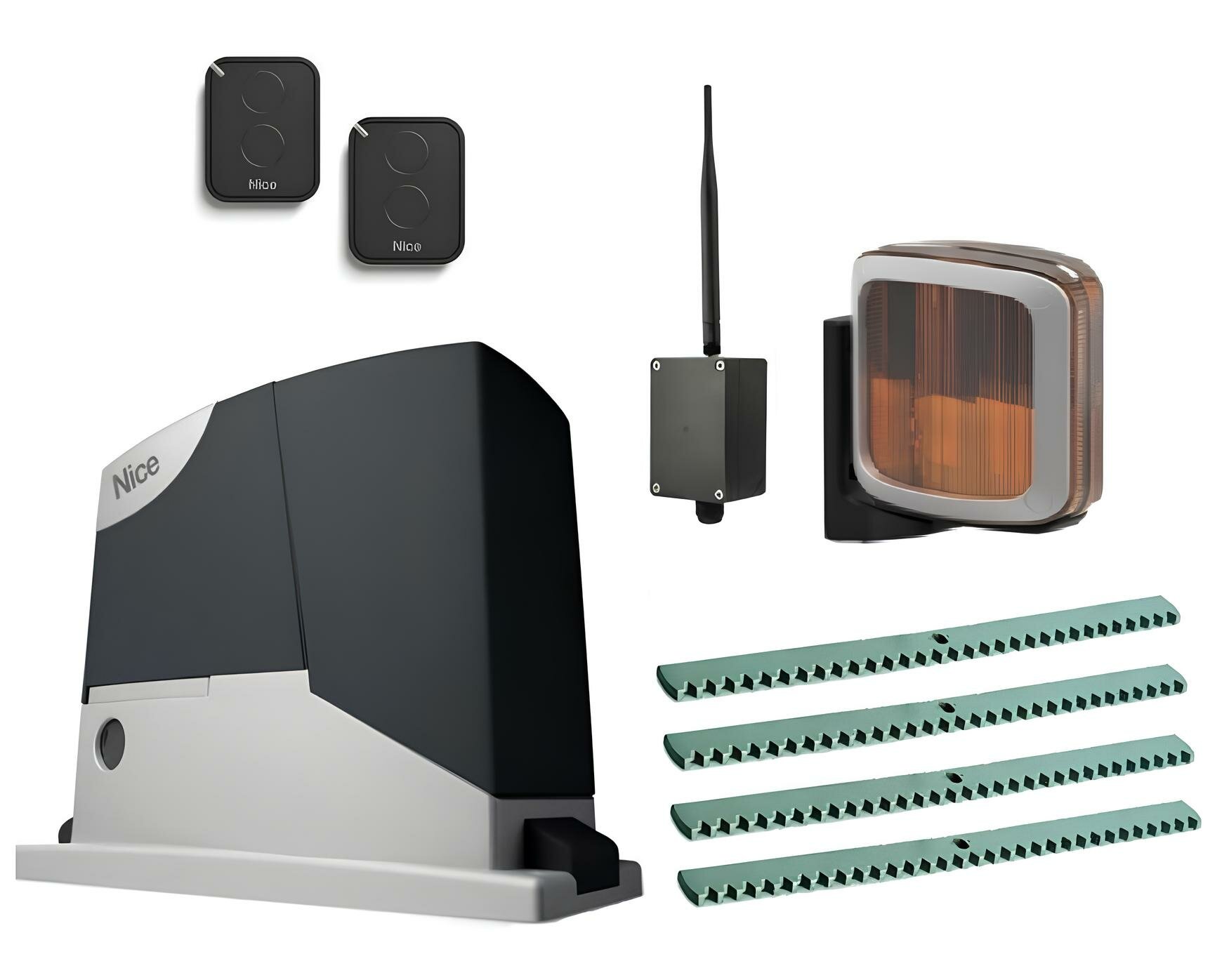 Автоматика для откатных ворот RD400KCE L4-BT, комплект: привод, лампа, 2 пульта, Bluetooth-модуль, 4 рейки