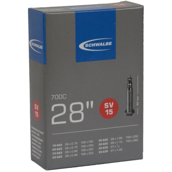 Камера велосипедная Schwalbe 28"/700, SV15, 18/28-622/630 IB 40mm, вело ниппель, 10427343