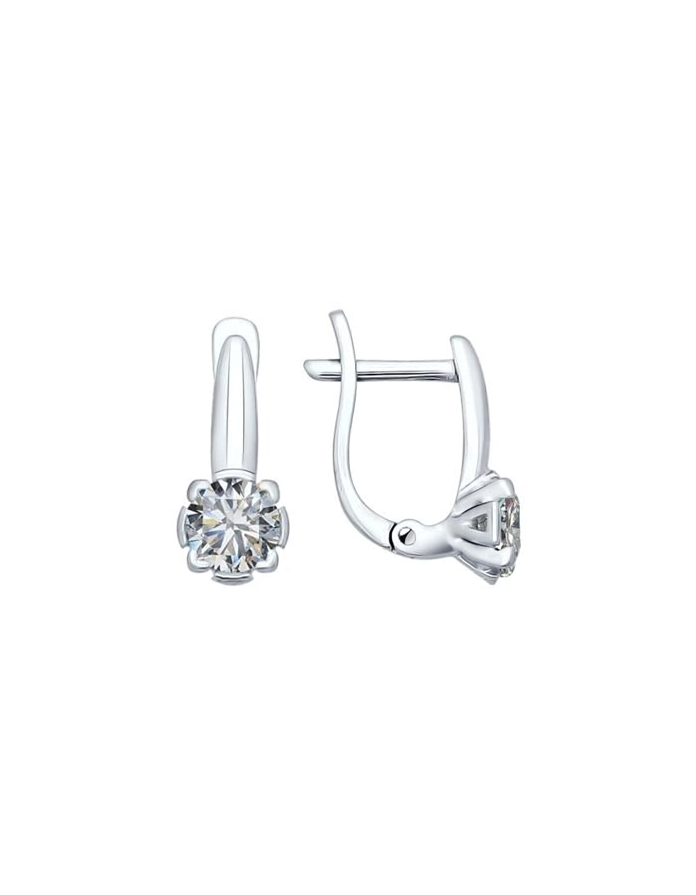 Серьги, серебро, 925 проба, родирование, фианит
