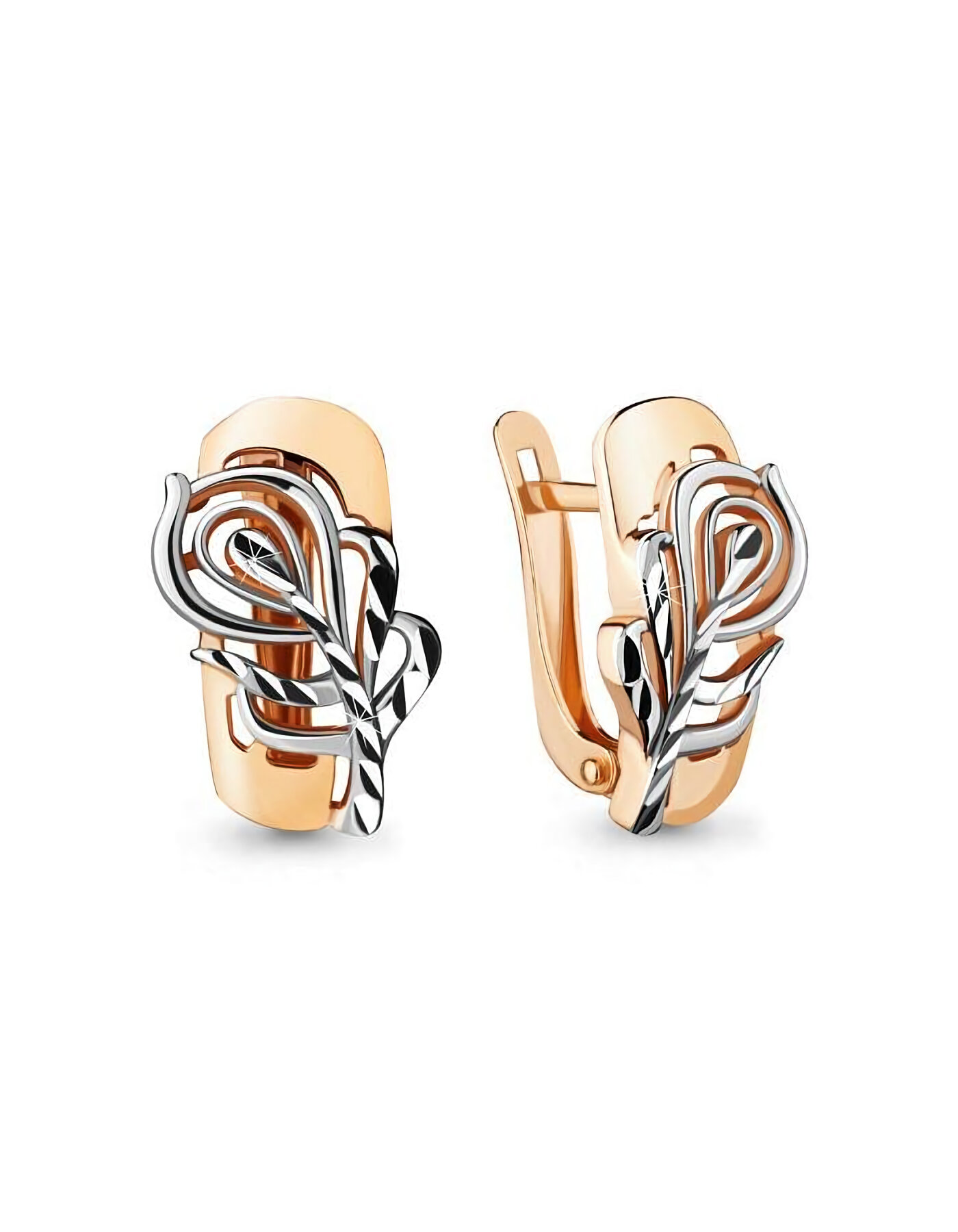 Серьги, серебро, 925 проба, золочение