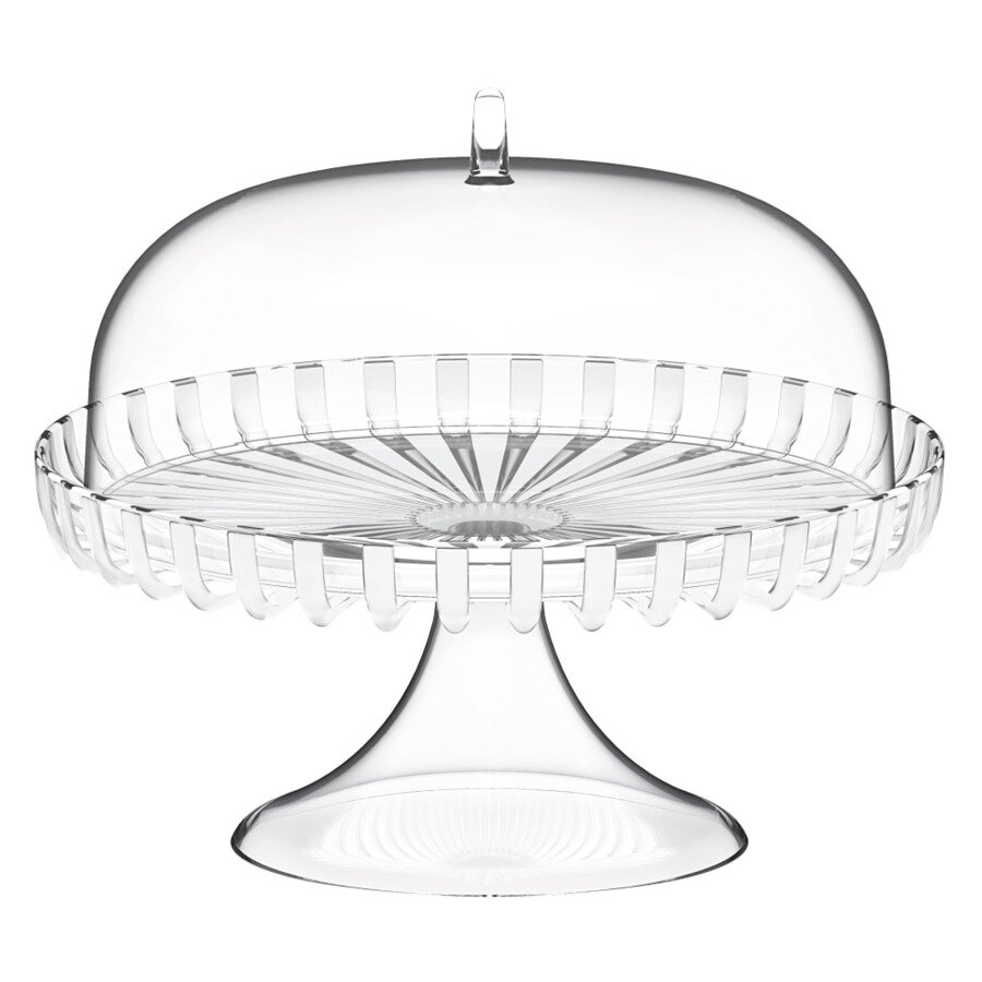 Блюдо для торта с крышкой Guzzini Dolcevita 31 см, биопластик, перламутровое