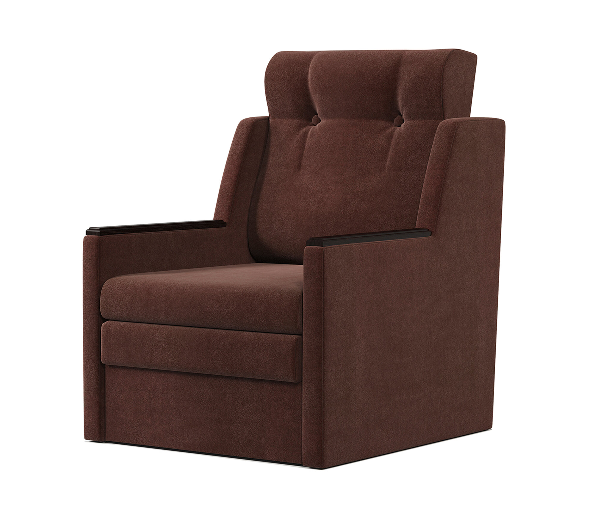 Кресло-кровать Шарм-Дизайн Классика Д раскладное кресло в гостиную, с ящиком для белья, 64х188 см, велюр Дрим шоколад