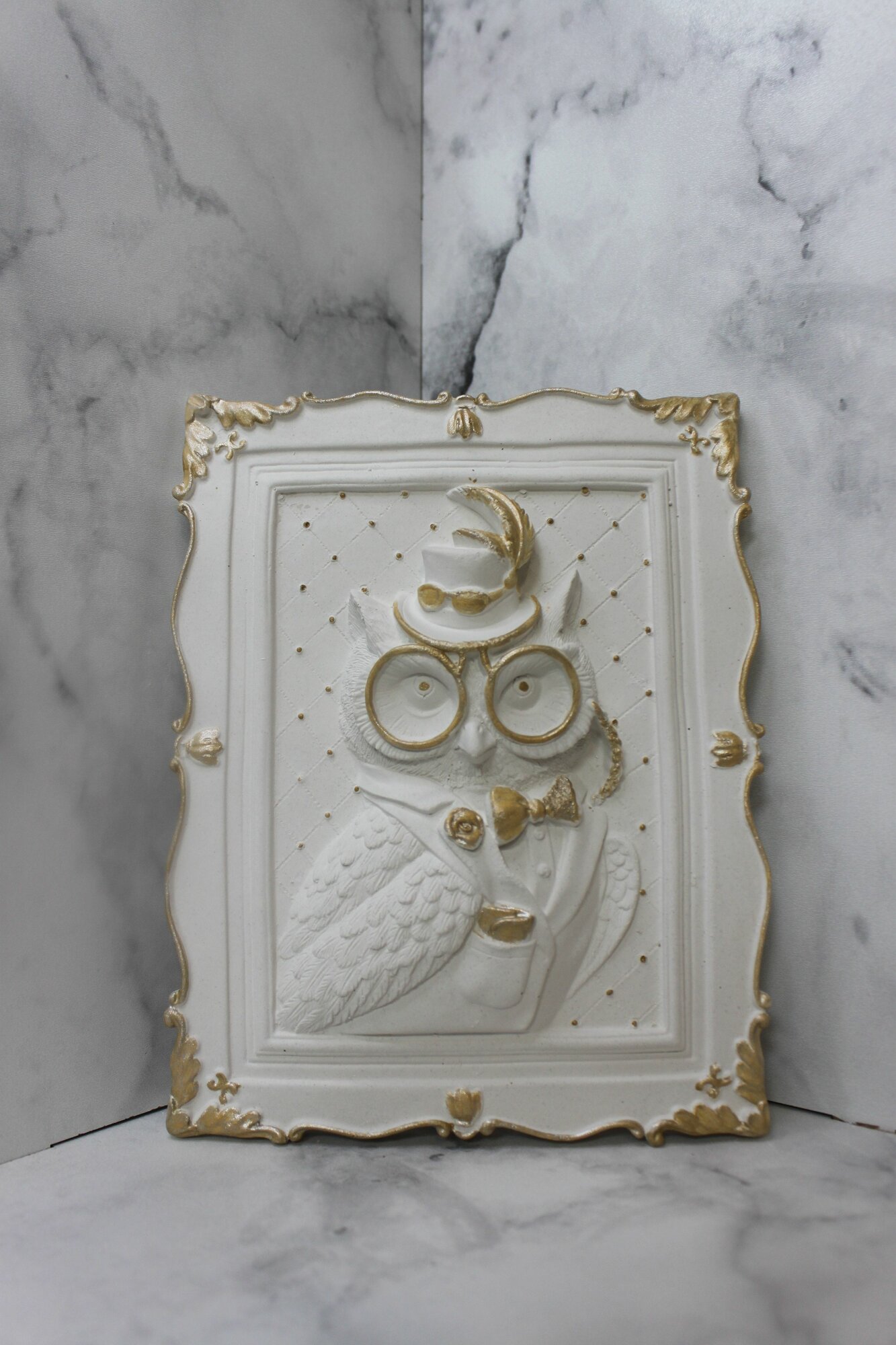 Декоративное панно на стену Сова / Украшение на стену (золото)