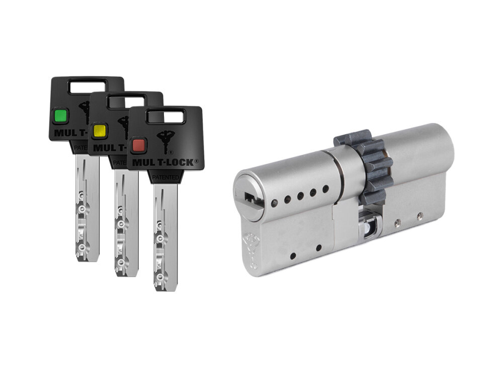 Цилиндр Mul-t-Lock MTL400 Светофор ключ-ключ 96мм (размер 65х31 мм) - Никель, Шестеренка