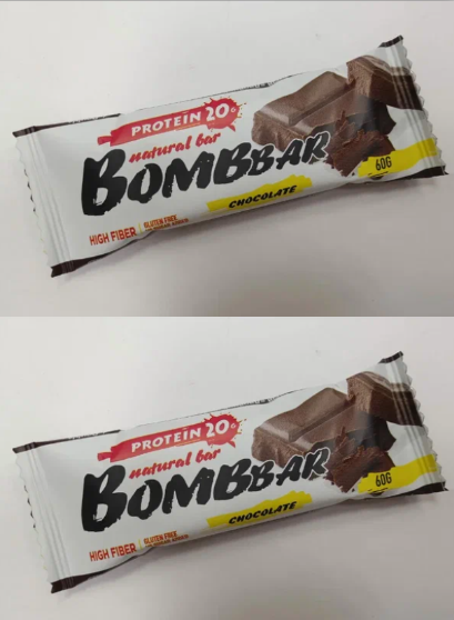 Батончик Bombbar с высоким содержанием протеина, Двойной шоколад, 60 гр, 2 шт