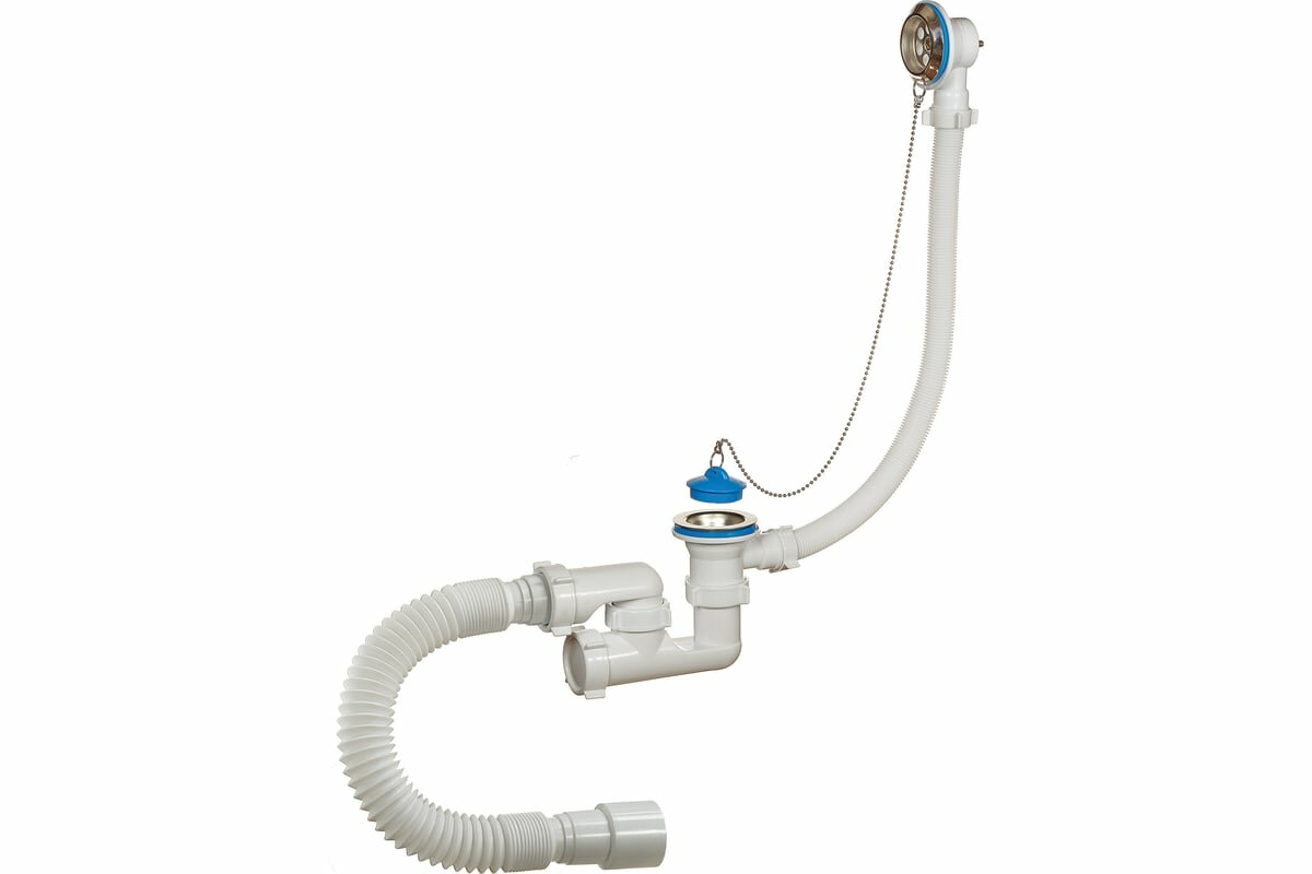 ORIO Сифон для ванны 1 1/2х40 регулируемый с переливом и гибкой трубой 40-40/50 A-80089