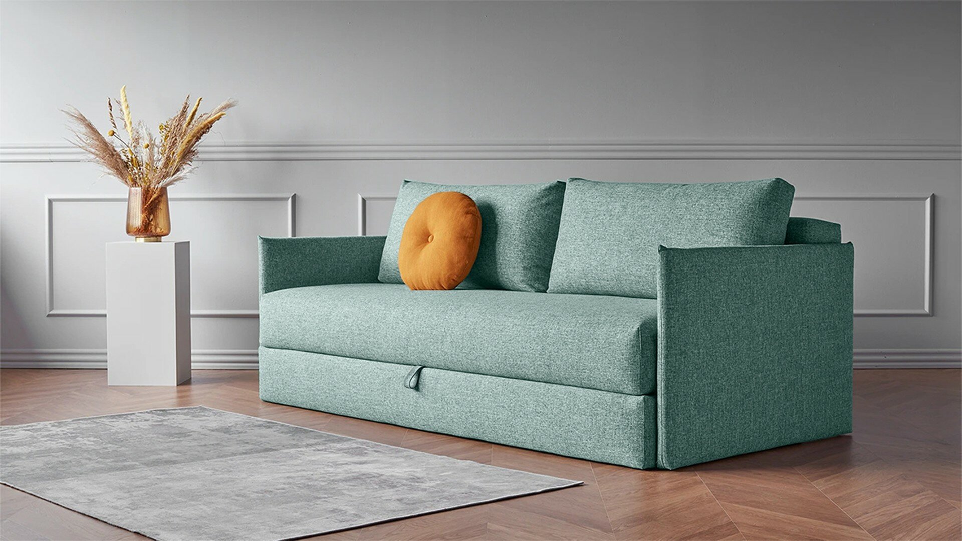Диван Коя Лайт Strong Plus 07 NOW 208x94x80 см, зеленый Рогожка, еврокнижка Фиеста — фото 1