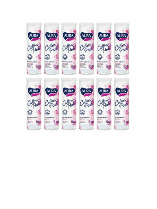 Aura Ватные диски Beauty Cotton pads 100 штук в упаковке, 12 уп/