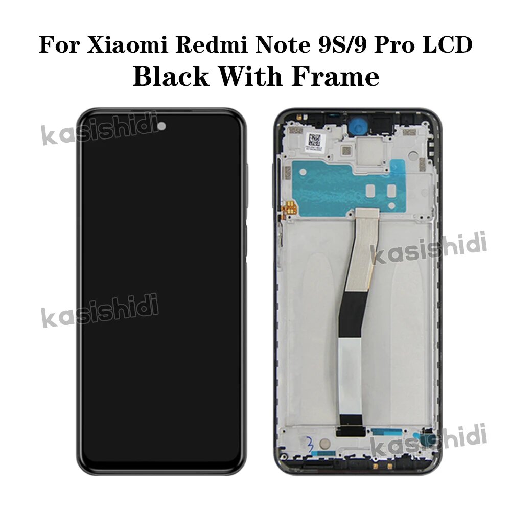 100% протестировано для Xiaomi Redmi Note 9S Note 9 Pro M2003J6A1G M2003J6B2G, Black With Frame